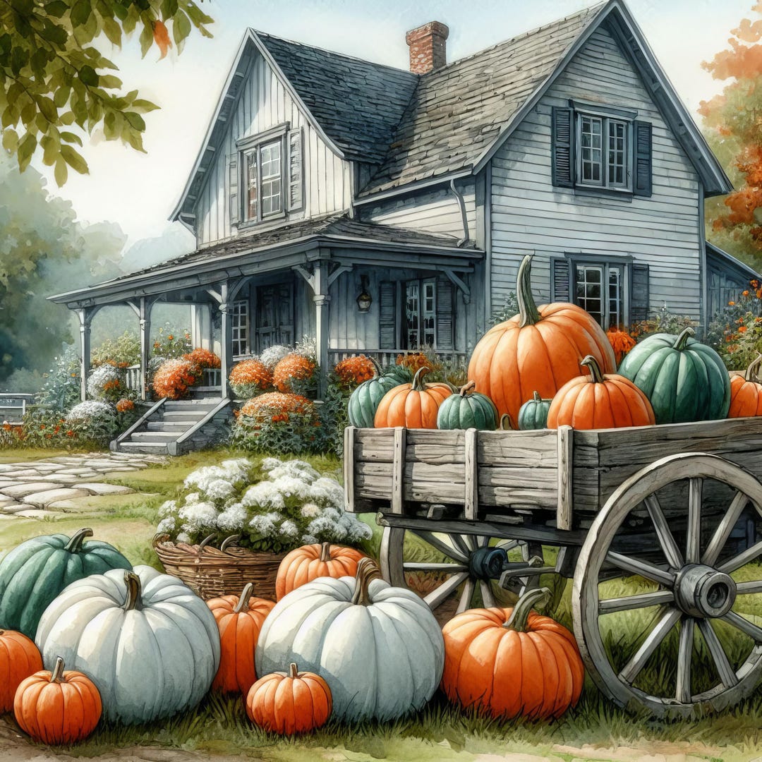 Pumpkin Harvest Clip Art Bundle 10 High Res Watercolor Jpgs Junk ...