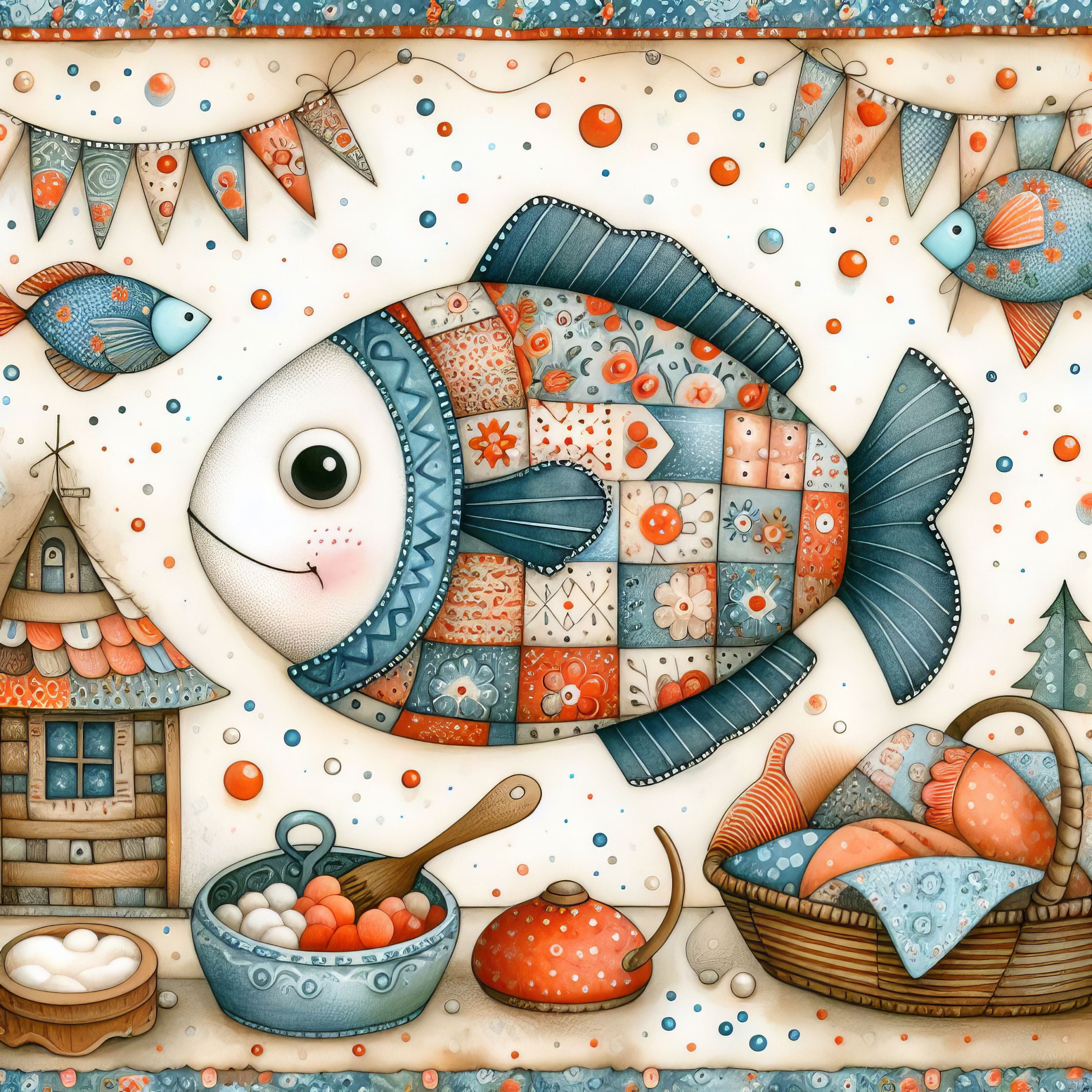 Calico Fish Clip Art 10 High Res Watercolor Jpgs for Junk Journaling ...