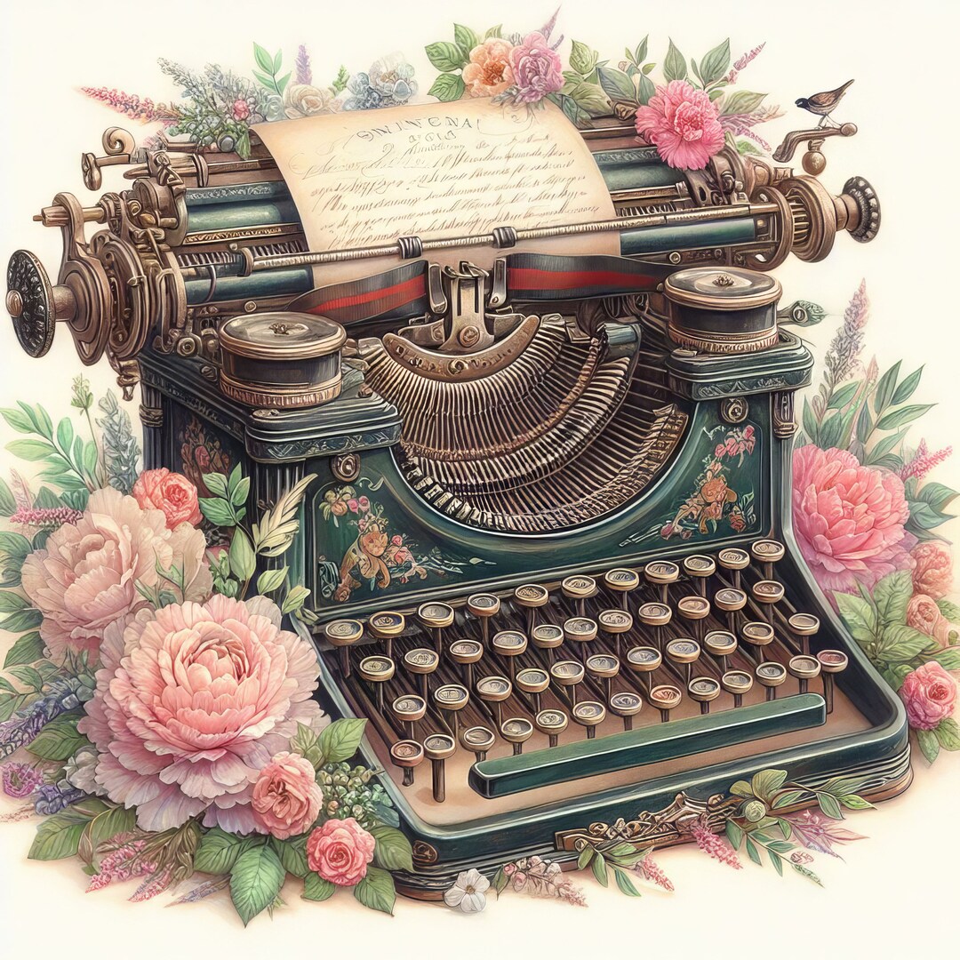 Victorian Typewriter: Clip Art, 10 High Res Watercolor Jpgs, Junk ...