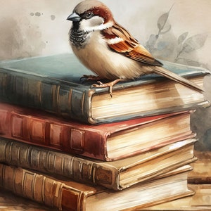 Birds and Books Clip Art Bundle 10 High Res Watercolor Jpgs for Junk ...