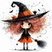 Cute Little Witch Clip Art 10 High Res Watercolor Jpgs for Junk ...
