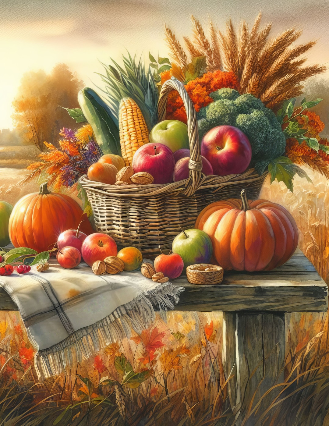 Fall Harvest Clip Art Bundle 10 High Res Watercolor Jpgs for Junk ...