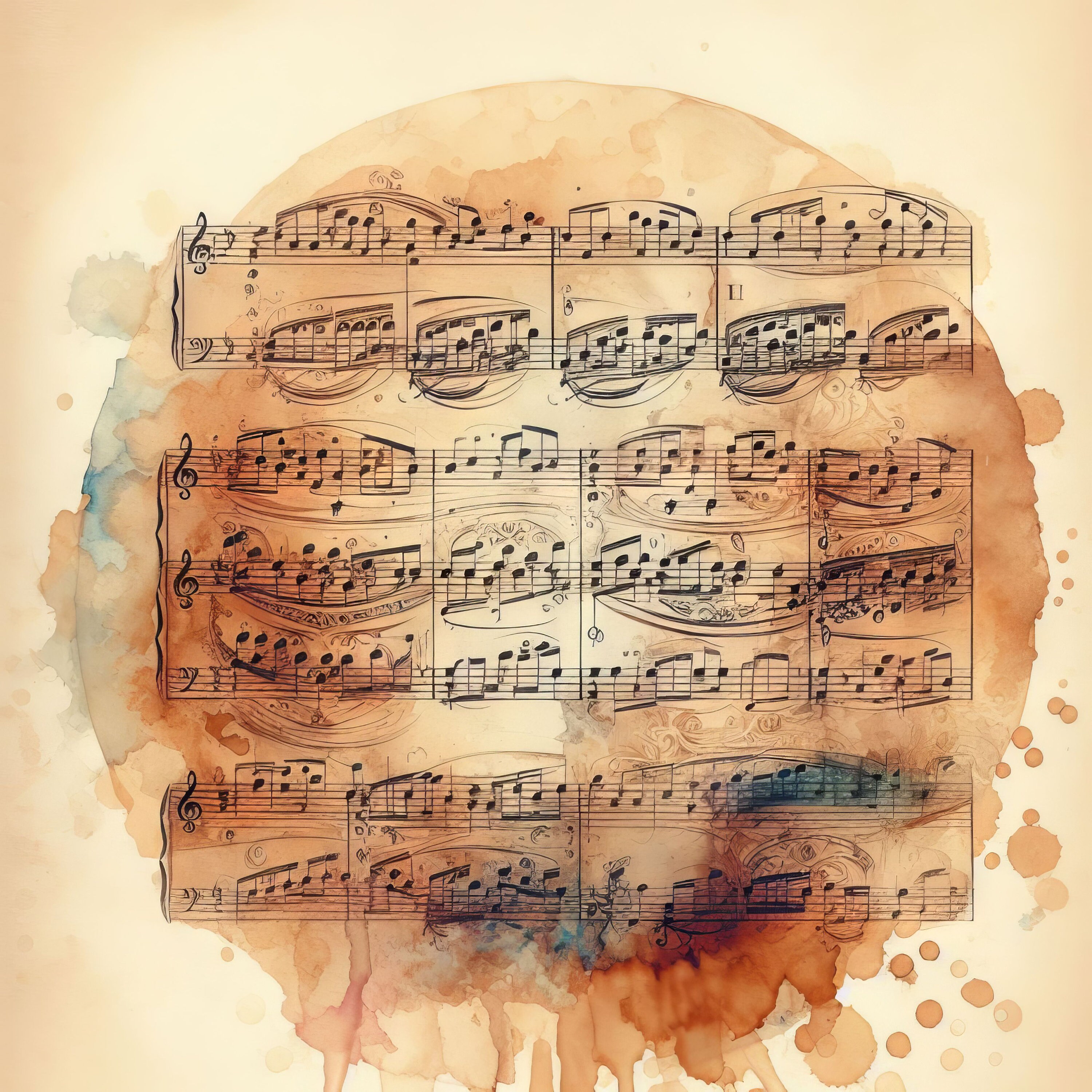 Vintage Sheet Music Clip Art 10 High Res Watercolor Jpgs for Junk ...