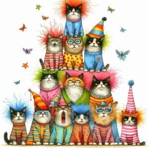 Quirky Cat Pyramid: Clip Art 10 High Res Watercolor Jpgs Junk ...