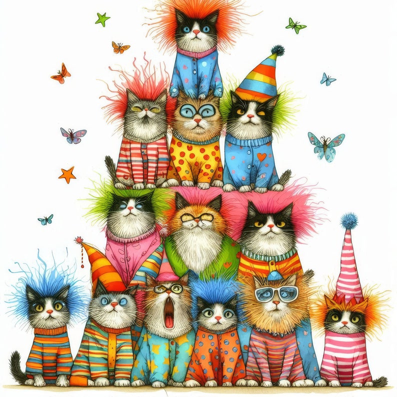 Quirky Cat Pyramid: Clip Art 10 High Res Watercolor Jpgs Junk ...