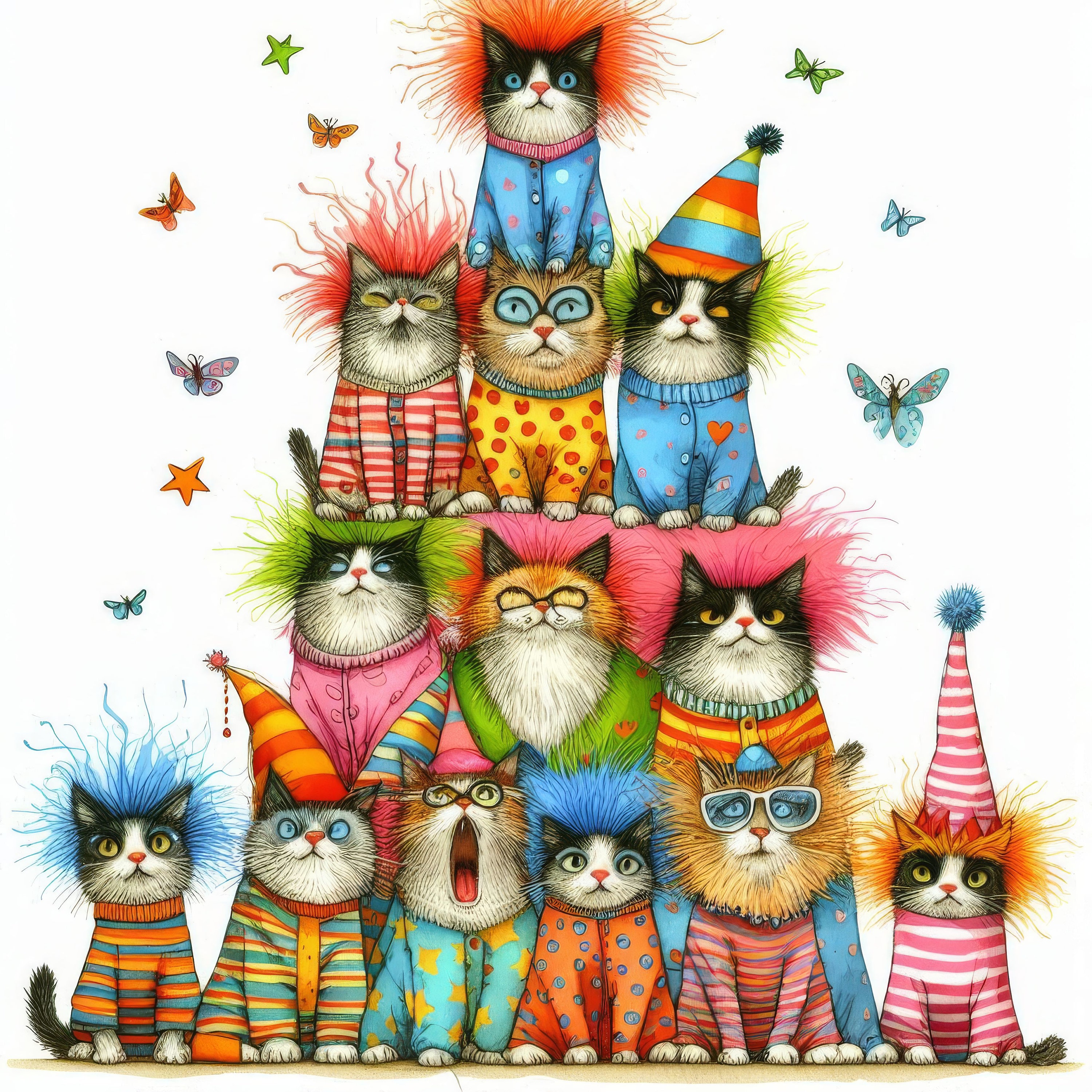 Quirky Cat Pyramid: Clip Art 10 High Res Watercolor Jpgs Junk ...