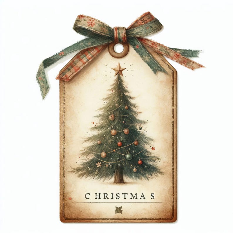 Rustic Christmas Tags: 10 High Res Watercolor Jpgs, Junk Journaling ...