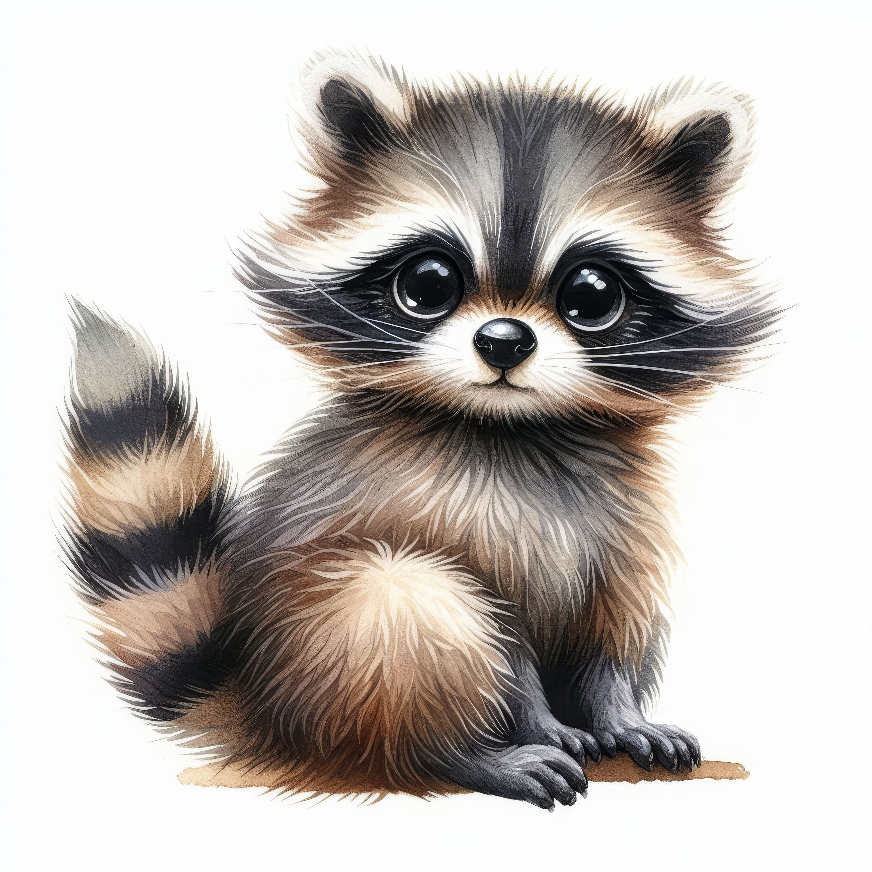 Cute Raccoon Clip Art 10 High Res Watercolor Jpgs for Junk Journaling ...