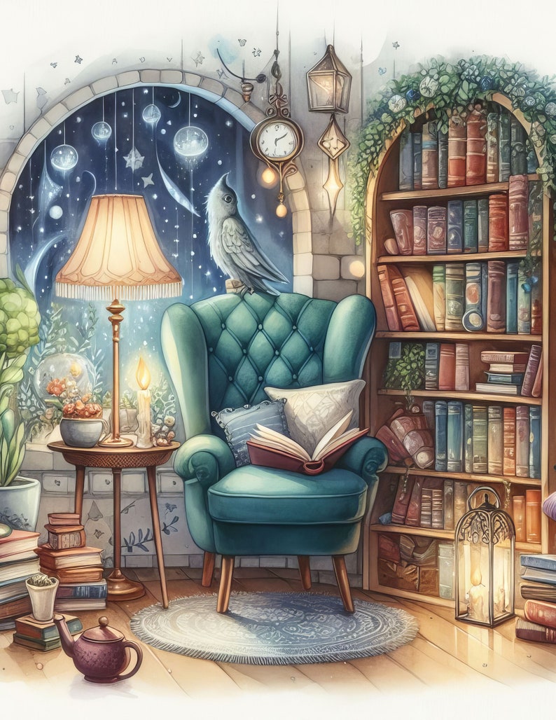Magical Reading Nook: Clip Art, 10 High Res Watercolor Jpgs, Junk ...