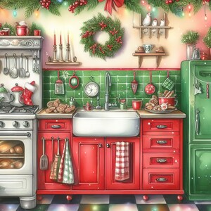 Christmas Kitchen: 10 High Res Watercolor Jpgs, Junk Journaling ...