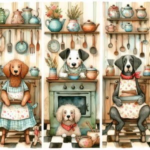 Dogs in the Kitchen: 10 High Res Watercolor Jpgs, Junk Journaling ...