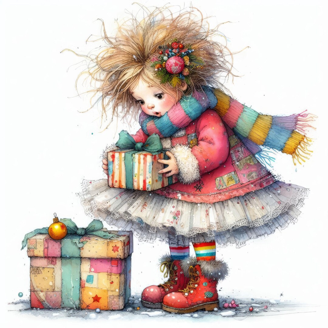 Christmas Surprise Clip Art 10 High Res Watercolor Jpgs Junk Journaling ...