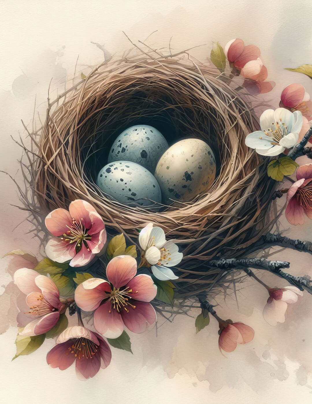 Bird's Nest With Eggs Clip Art Bundle 10 High Res Watercolor Jpgs for ...