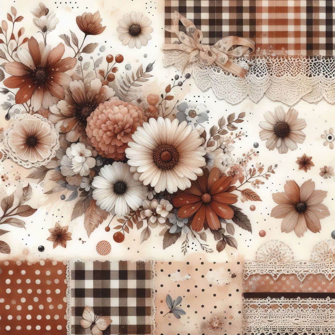 Russet Calico Paper Clip Art Bundle 10 High Res Watercolor Jpgs Junk ...