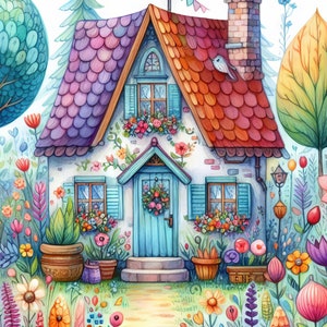 Sweet as Candy Cottage Clip Art Kit 10 High Res Watercolor Jpgs for ...