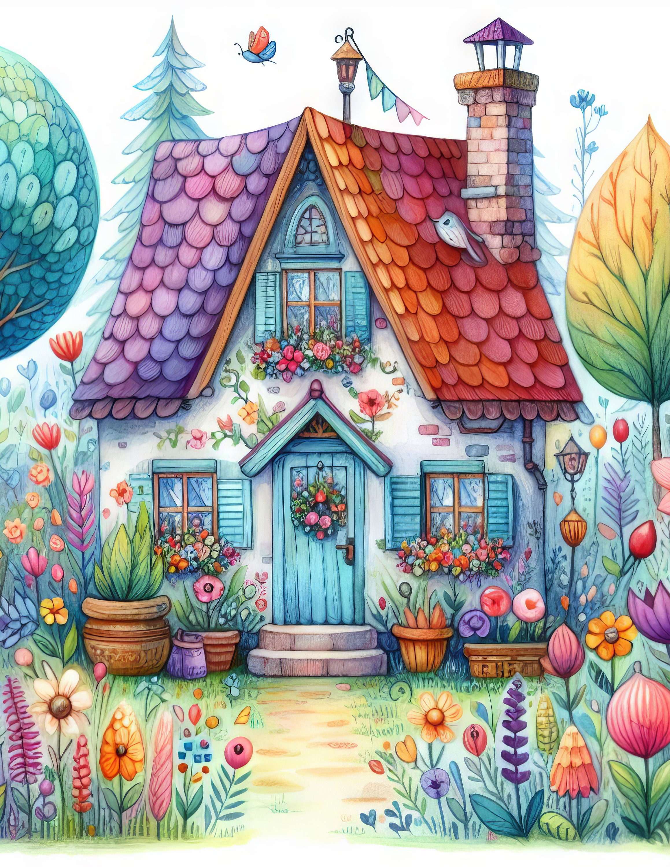 Sweet as Candy Cottage Clip Art Kit 10 High Res Watercolor Jpgs for ...