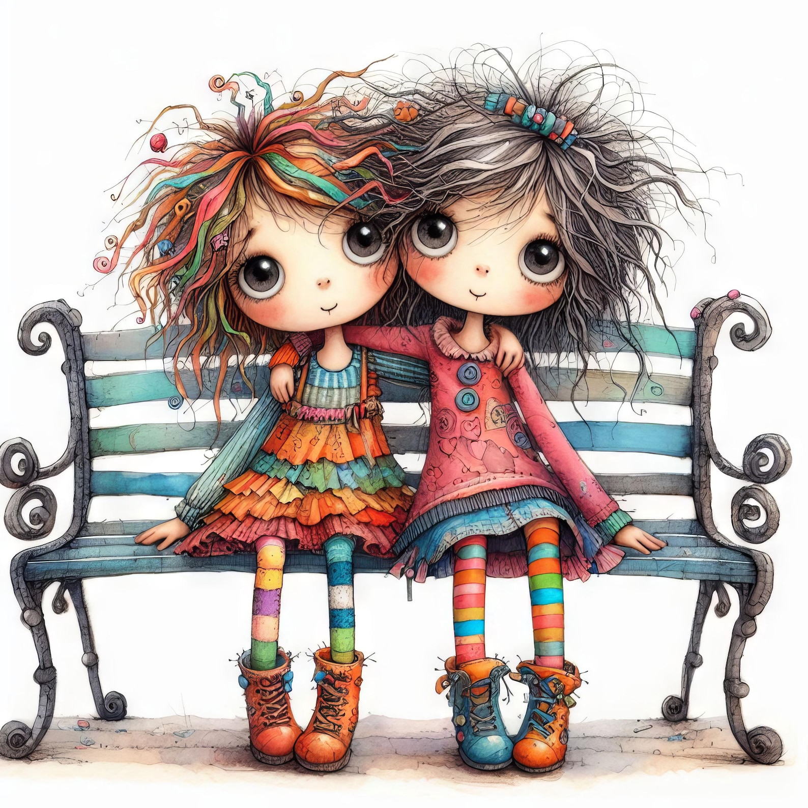 Quirky Friends Clip Art 10 High Res Watercolor Jpgs Junk Journaling ...