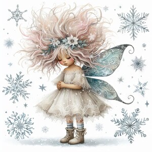 Snowflake Fairy Princess Clip Art 10 High Res Watercolor Jpgs Junk ...