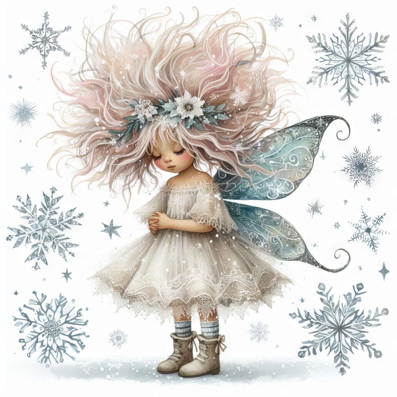 Snowflake Fairy Princess: Clip Art, 10 High Res Watercolor Jpgs, Junk ...