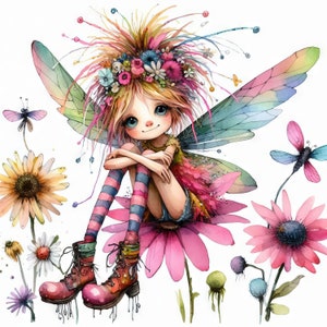 Quirky Fairy #2 Clip Art 10 High Res Watercolor Jpgs for Junk ...
