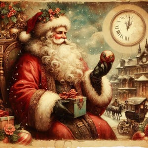 Victorian Santa: 10 High Res Watercolor Jpgs, Junk Journaling ...