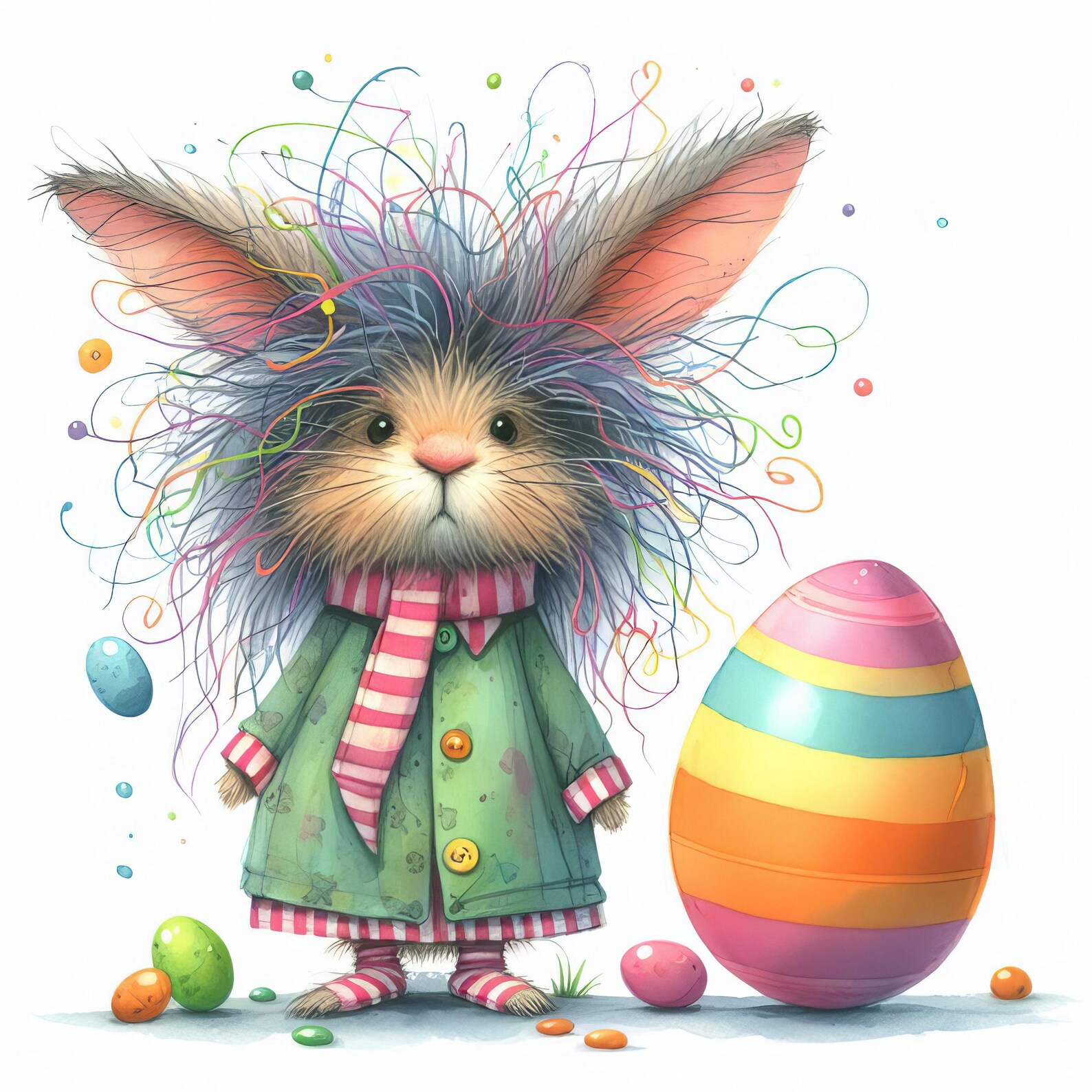 Quirky Easter Bunny: 10 High Res Watercolor Jpgs, Junk Journaling ...