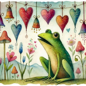 In Love With Frogs Clip Art 10 High Res Watercolor Jpgs Junk Journaling ...
