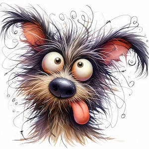Frazzled Dog Clip Art 10 High Res Watercolor Jpgs for Junk Journaling ...