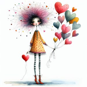Quirky Heart Balloons: Clip Art 10 High Res Watercolor Jpgs Junk ...