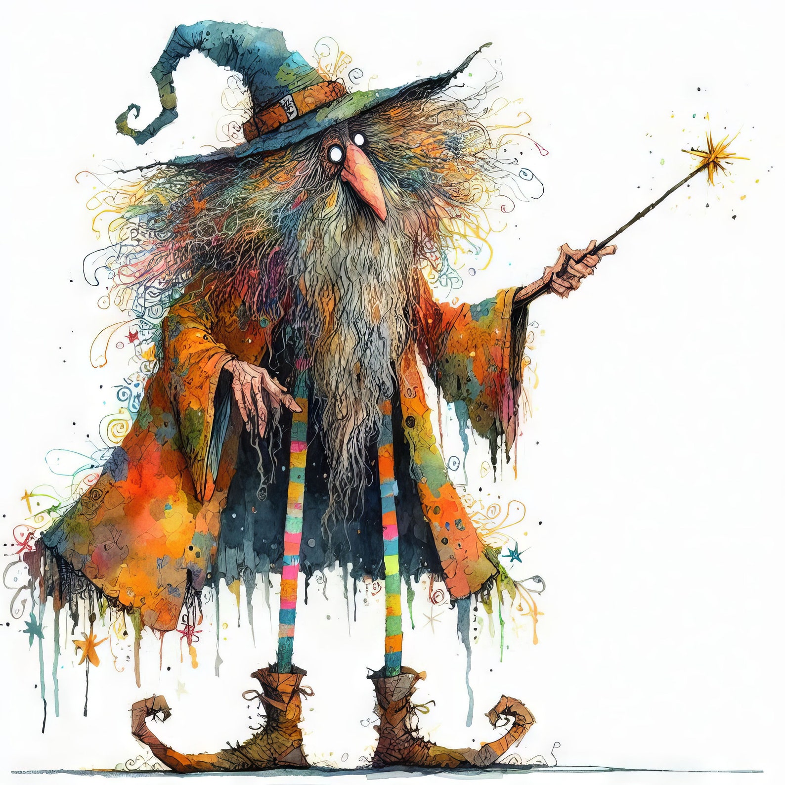 Quirky Wizard: Clip Art, 10 High Res Watercolor Jpgs, Junk Journaling ...