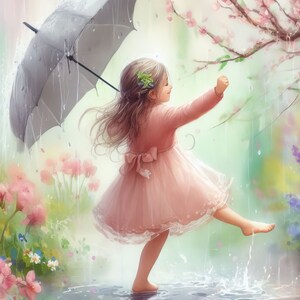 Dancing in the Spring Rain Clip Art Kit 10 High Res Watercolor Jpgs for ...