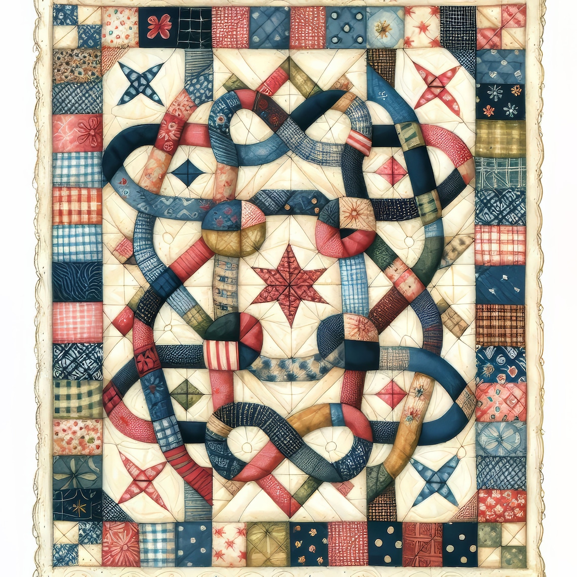 Knot Quilts Clip Art Bundle 10 High Res Watercolor Jpgs for Junk ...