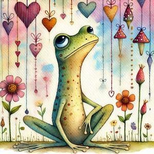 In Love With Frogs Clip Art 10 High Res Watercolor Jpgs Junk Journaling ...