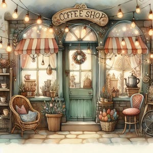 Coffee Shop Clip Art 10 High Res Watercolor Jpgs Junk Journaling ...