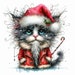 Quirky Santa Cat: Clip Art, 10 High Res Watercolor Jpgs, Junk ...