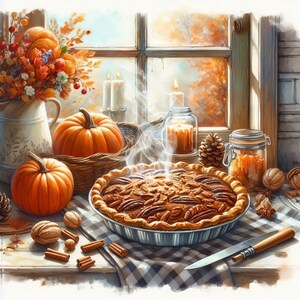Thanksgiving Pies Clipart Bundle 10 High Res Watercolor Jpgs for Junk ...