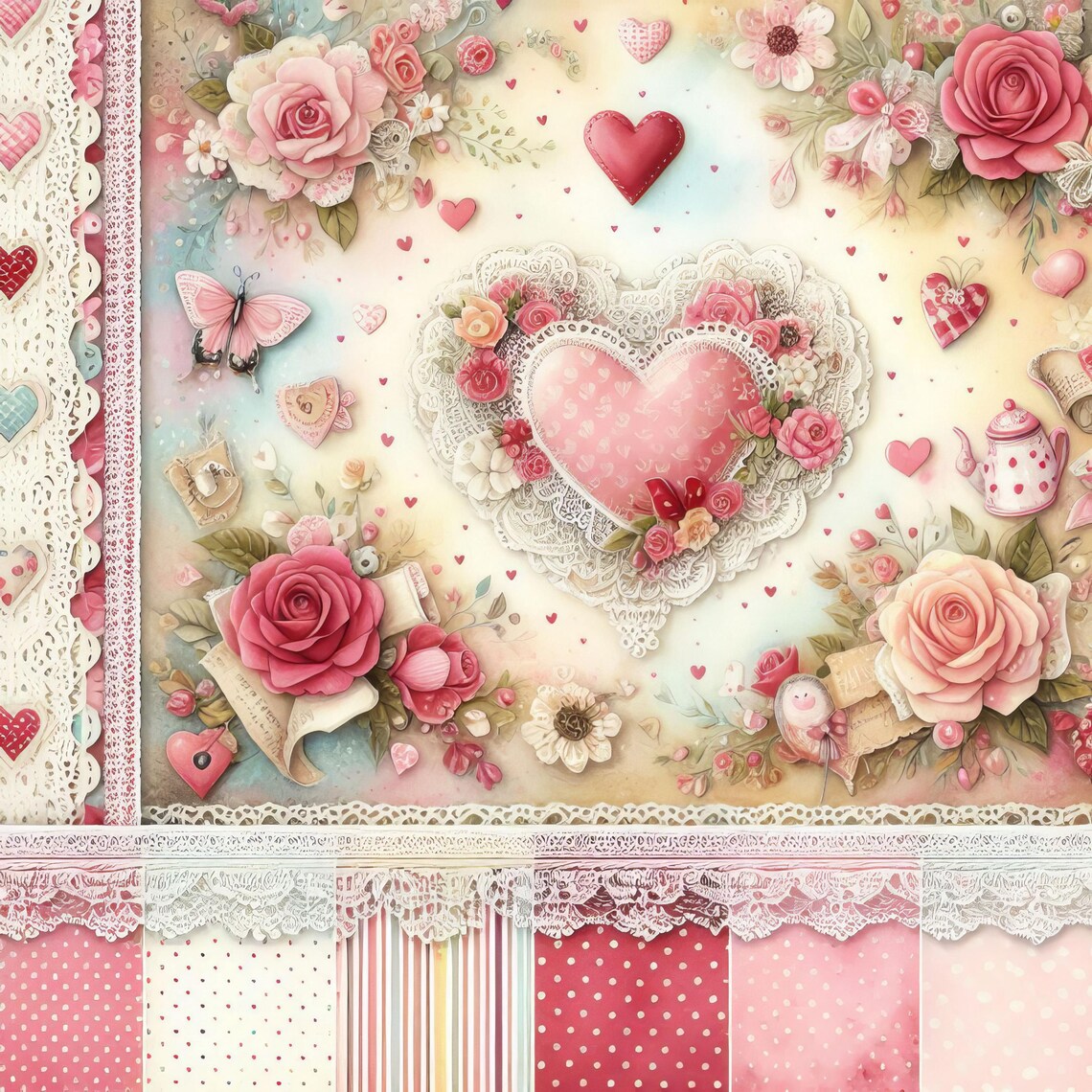 Valentine Calico Paper: Clip Art 10 High Res Watercolor Jpgs Junk ...
