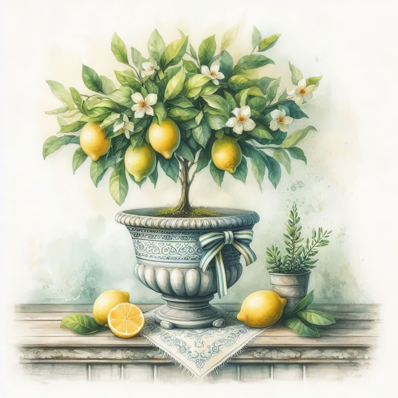 Lemon Tree: Clip Art 10 High Res Watercolor Jpegs for Junk Journaling ...