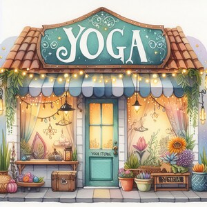 Yoga Studio Clip Art 10 High Res Watercolor Jpgs Junk Journaling ...