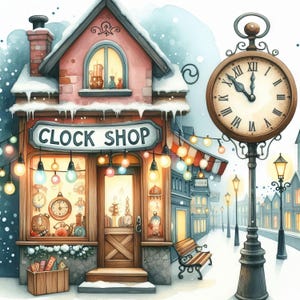 Clock Shop: Clip Art, 10 High Res Watercolor Jpgs, Junk Journaling ...