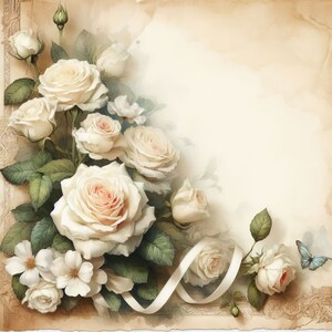 White Rose Paper Clip Art 10 High Res Watercolor Jpgs for Junk ...