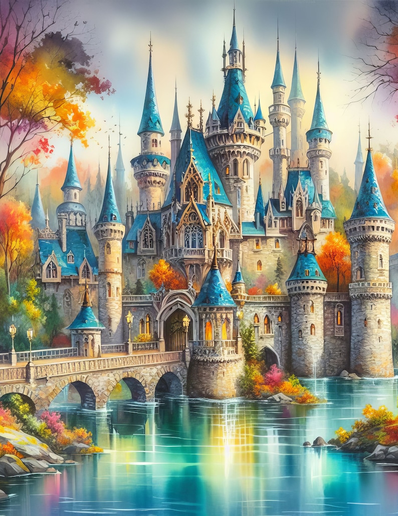 Fall Castle Clip Art Bundle 10 High Res Watercolor Jpgs for Junk ...