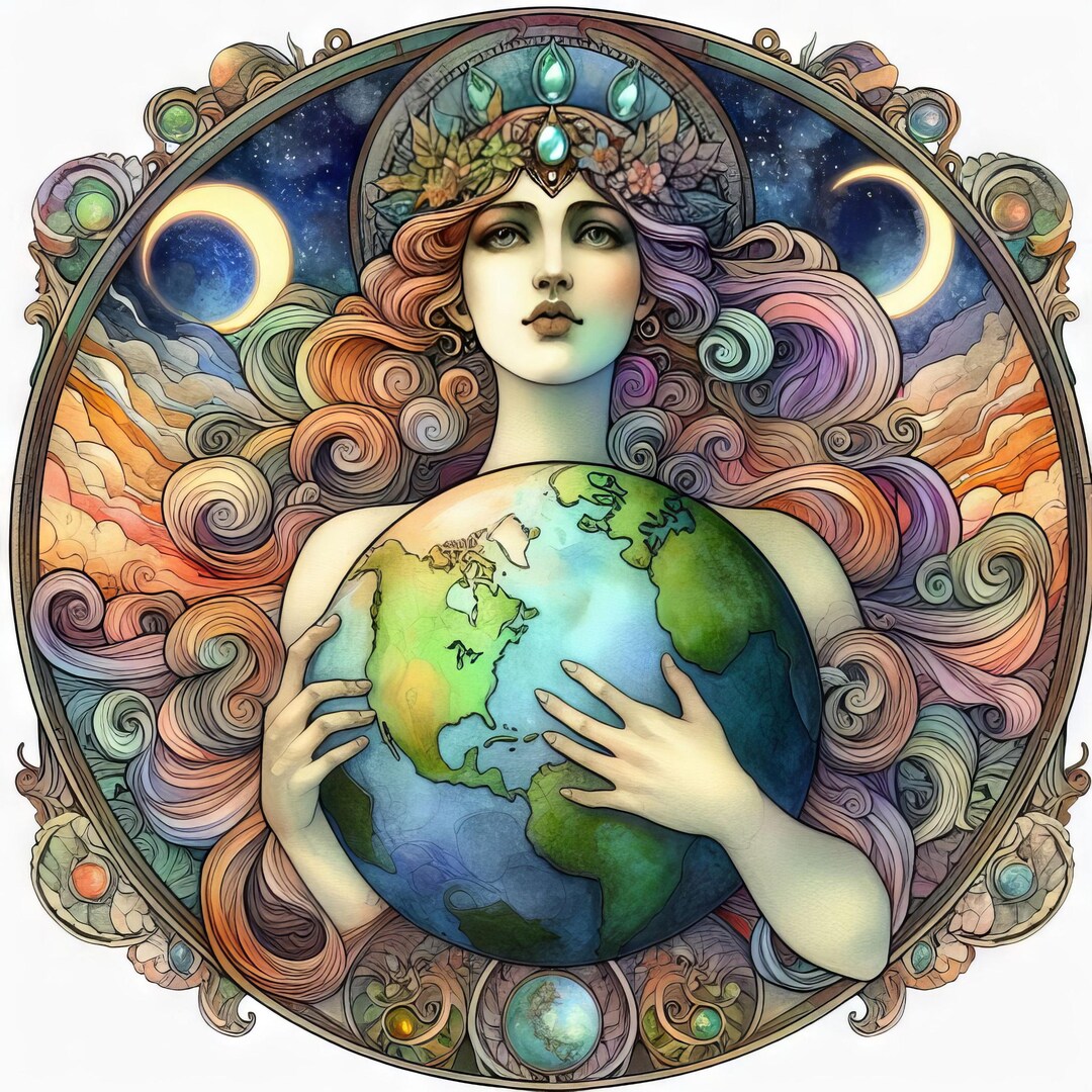 Art Nouveau Mother Earth Clip Art 10 High Res Watercolor Jpgs Junk ...