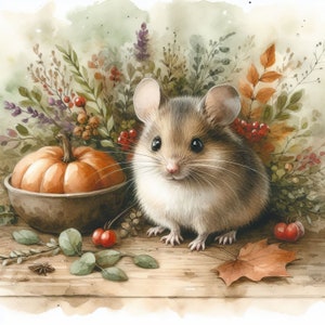 Autumn Mouse Clip Art Bundle 10 High Res Watercolor Jpgs Junk ...