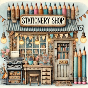 Stationery Shop 10 High Res Watercolor Jpgs Junk Journaling ...