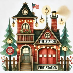 Fire Station 10 High Res Watercolor Jpgs Junk Journaling, Scrapbooking ...