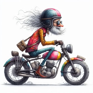 Quirky Motorcycle Clip Art 10 High Res Watercolor Jpgs for Junk ...