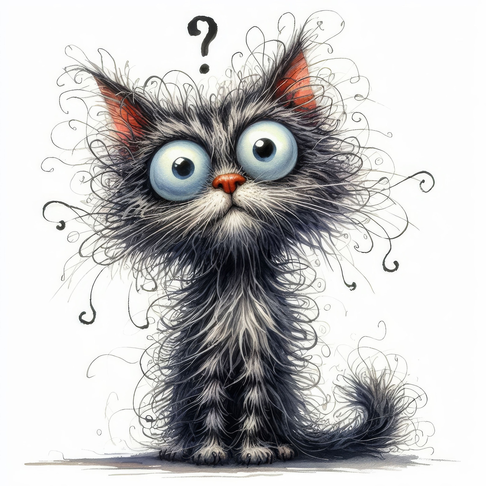 Frazzled Cat Clip Art 10 High Res Watercolor Jpgs for Junk Journaling ...