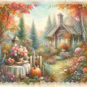 Shabby Chic Fall Garden Clip Art Kit 10 High Res Watercolor Jpgs for ...