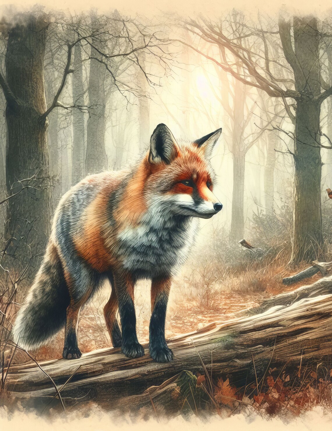 Fox in Woods 10 High Res Watercolor Jpgs for Junk Journaling, Scrapbook ...